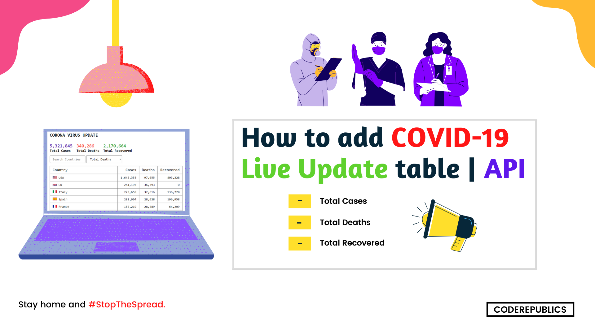 How to Add COVID-19 Realtime Update Table On Website | Using API